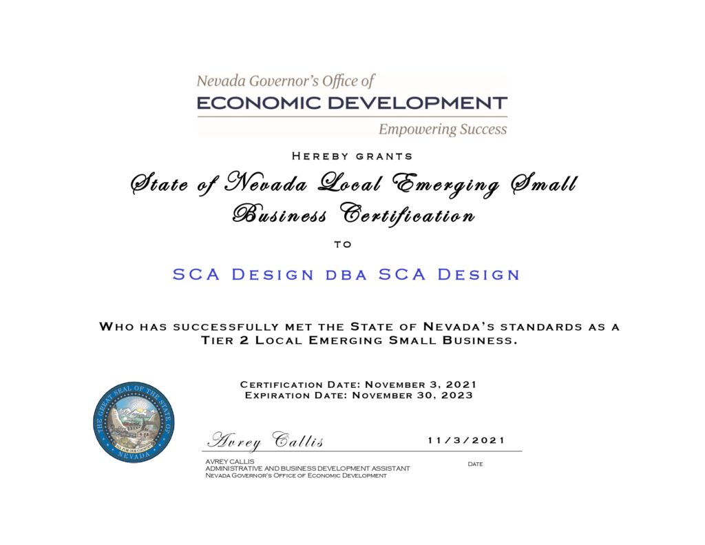 Emerging Small Business- SCA Design Certification – SCA Design ESB